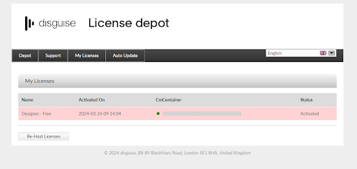 Re-host/Deactivate Designer License